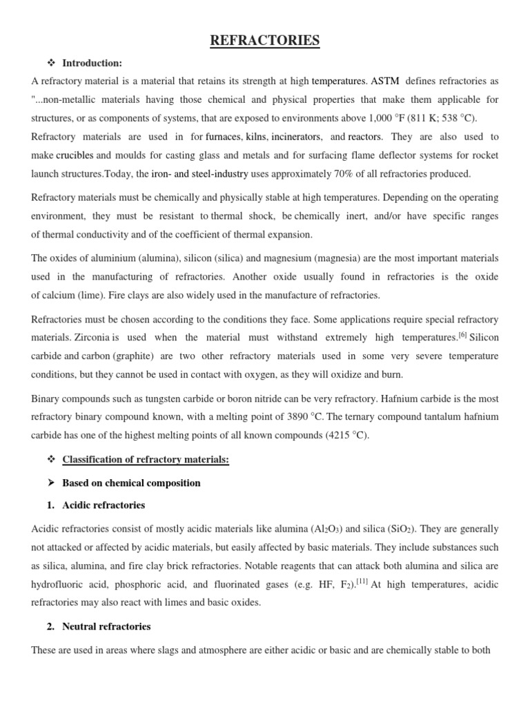 Refractories | PDF | Refractory | Physical Sciences
