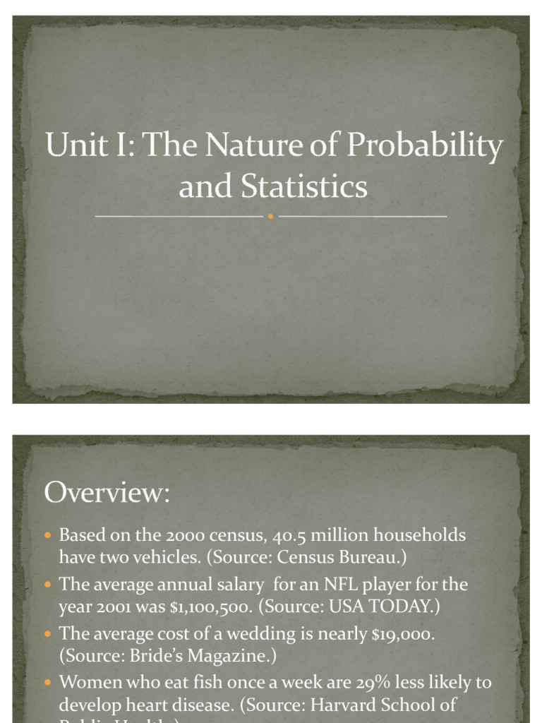 Unit I - The Nature of Probability and Statistics | PDF