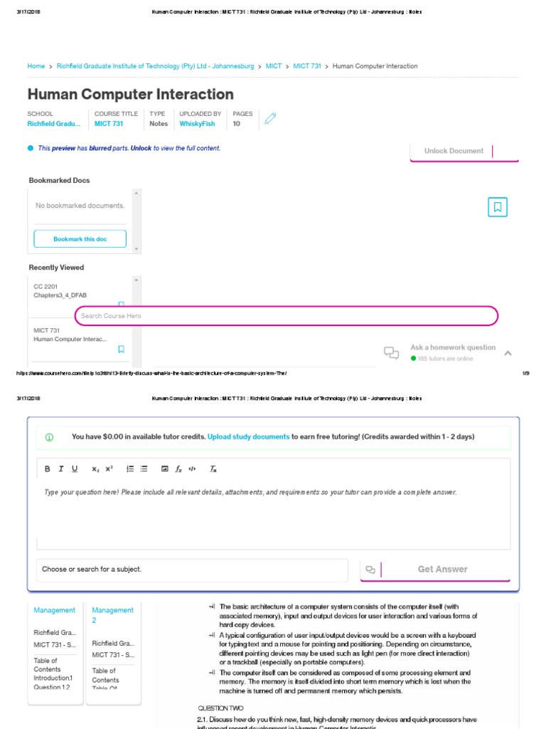 Human Computer Interaction - MICT 731 - Richfield Graduate Institute of ...