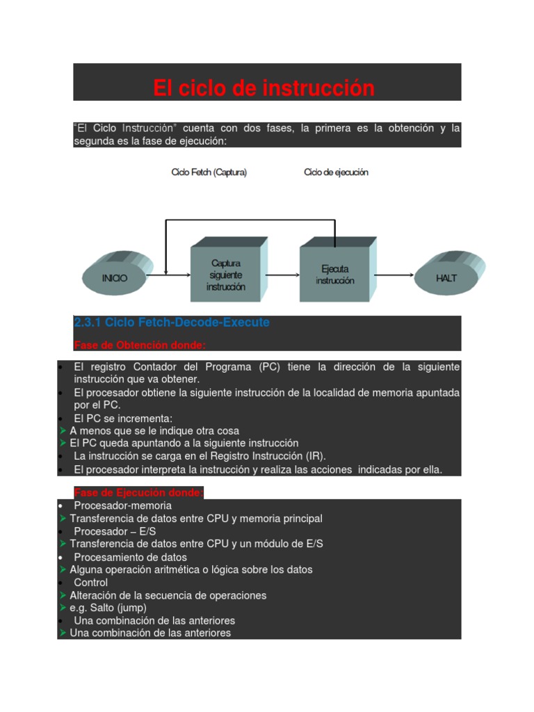 El Ciclo de Instrucción | PDF | Unidad Central de procesamiento ...