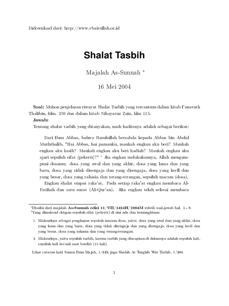 Hadits Shalat-Tasbih PDF | PDF