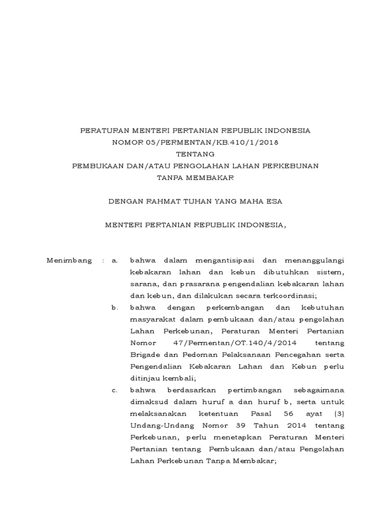 Permentan 5 Tahun 2018 | PDF