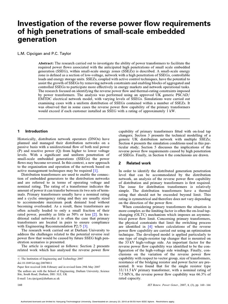 Reverse Power Flow | PDF | Transformer | Wind Power