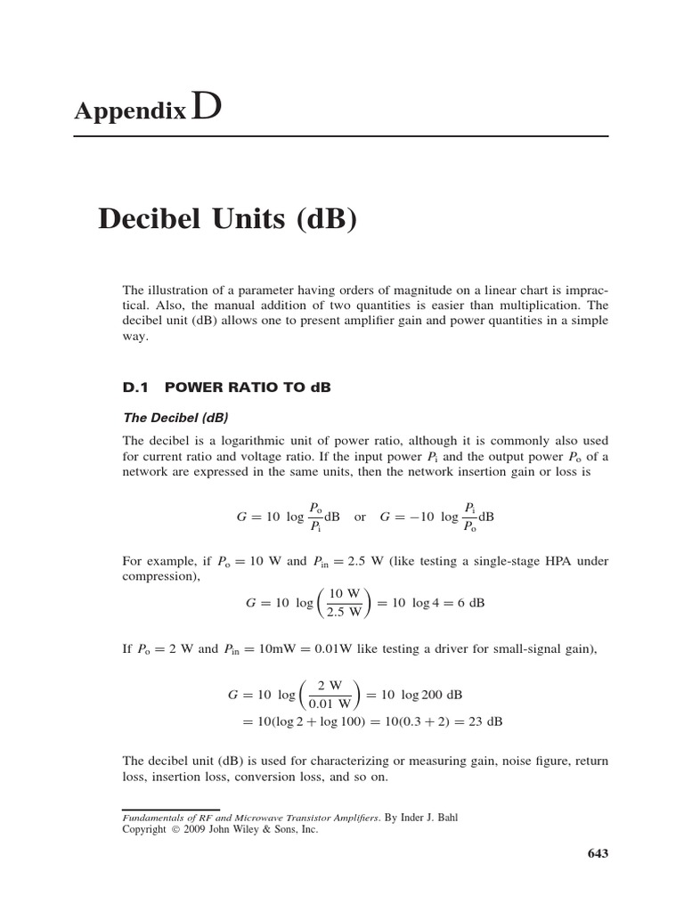 Decibel Units (DB) : Appendix | PDF | Decibel | Logarithm