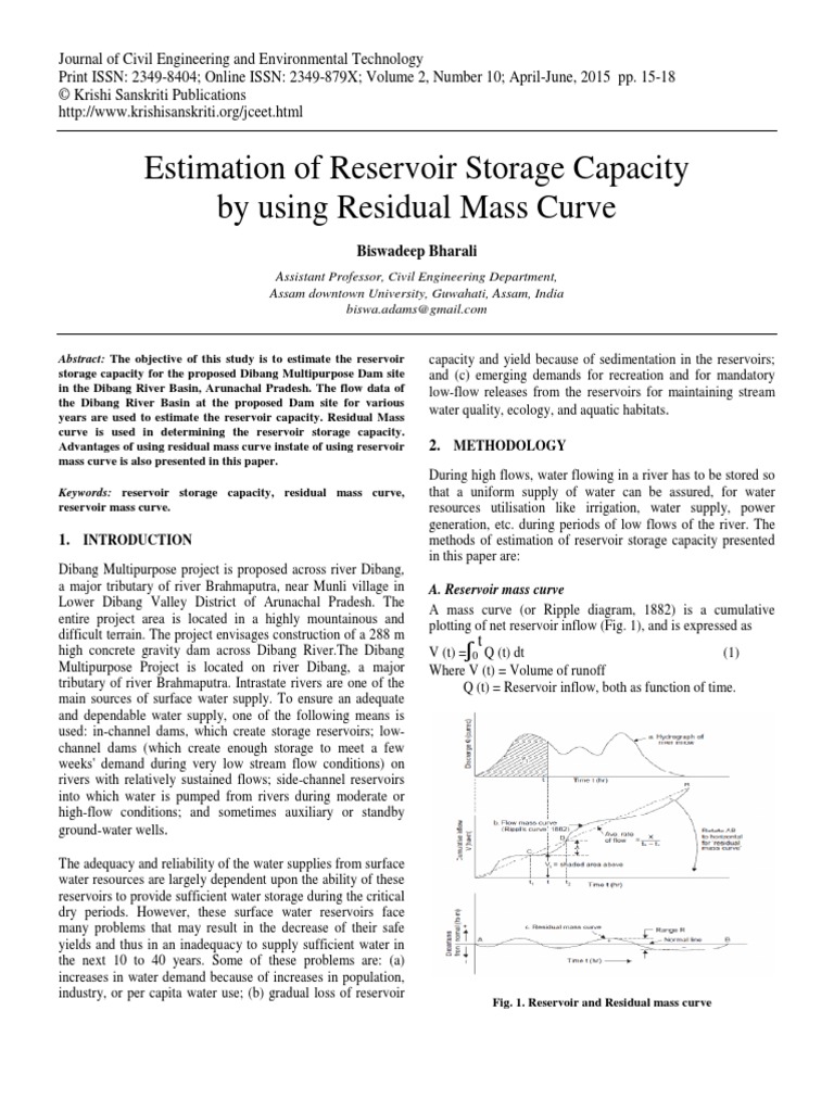 Estimation of Reservoir Capacity | Download Free PDF | Water Resources ...