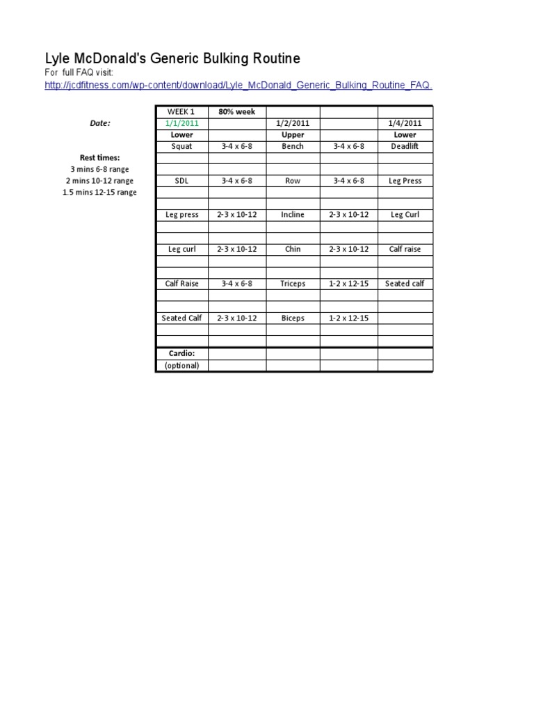 Lyle Mcdonald Generic Bulking Routine | PDF | Lower Limb Anatomy ...
