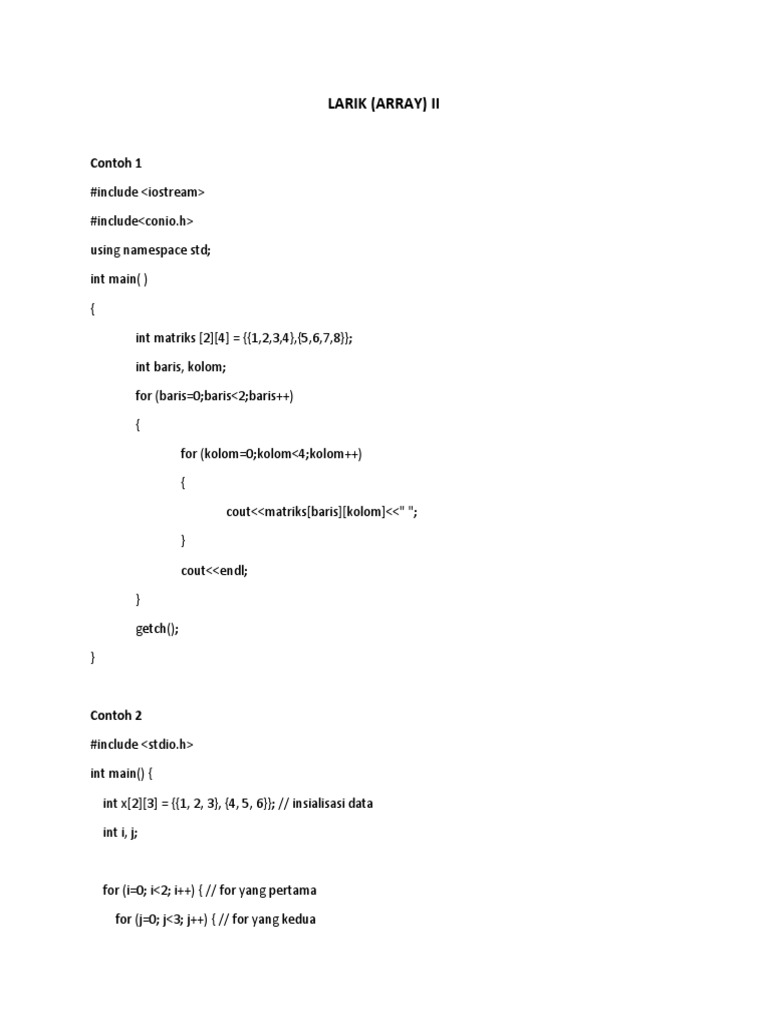 Larik (Array) Ii: Contoh 1 | PDF