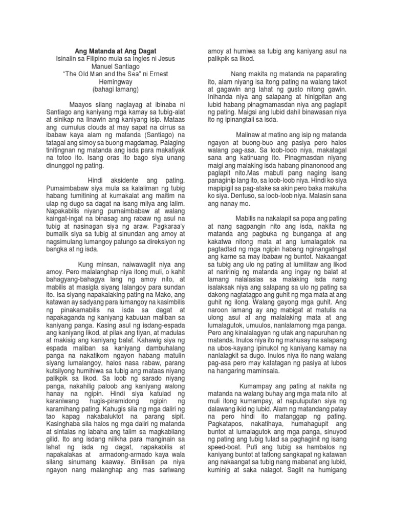 Ang Matanda at Ang Dagat | PDF