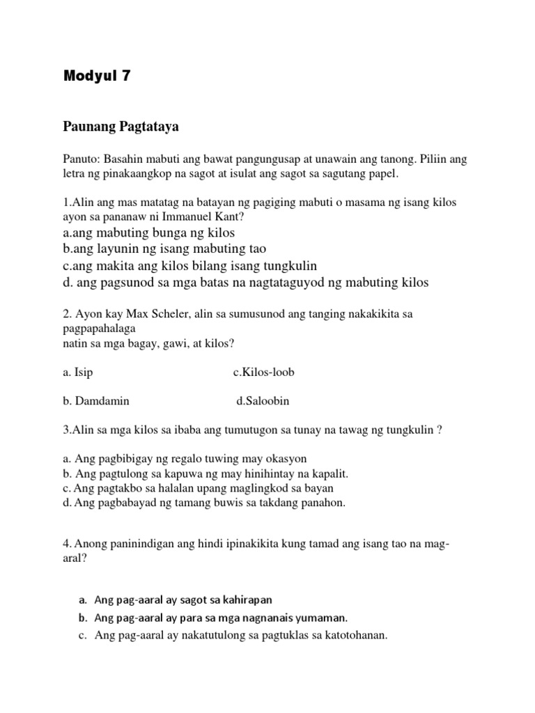 Esp 10 Modyul 7 | PDF