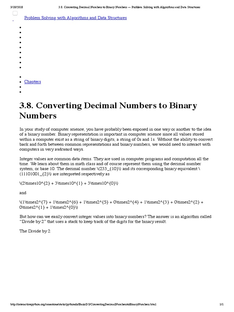 3.8. Converting Decimal Numbers To Binary Numbers - Problem Solving ...
