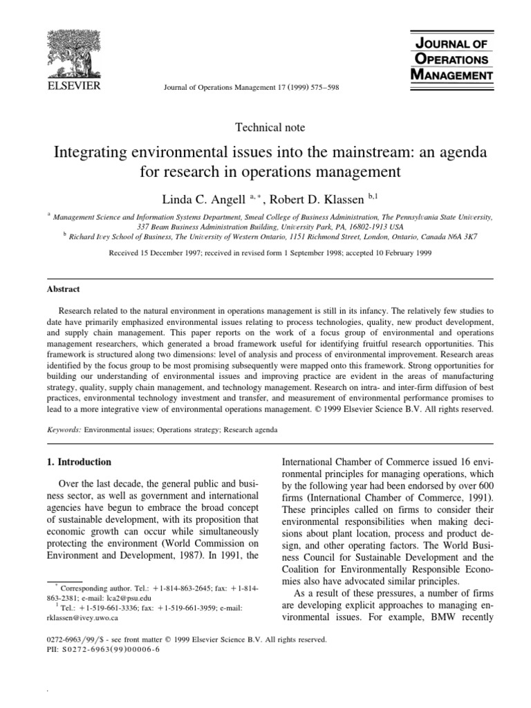 Integrating Environmental Issues Into TH | PDF | Strategic Management ...