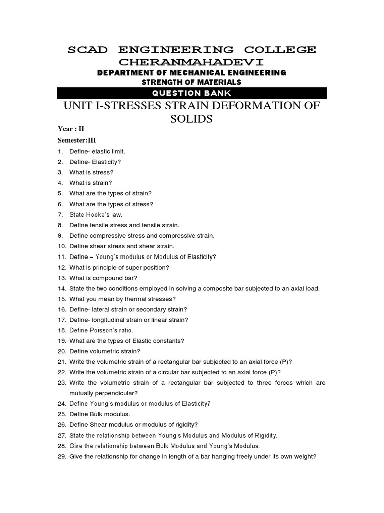 Som QB PDF | PDF | Bending | Young's Modulus