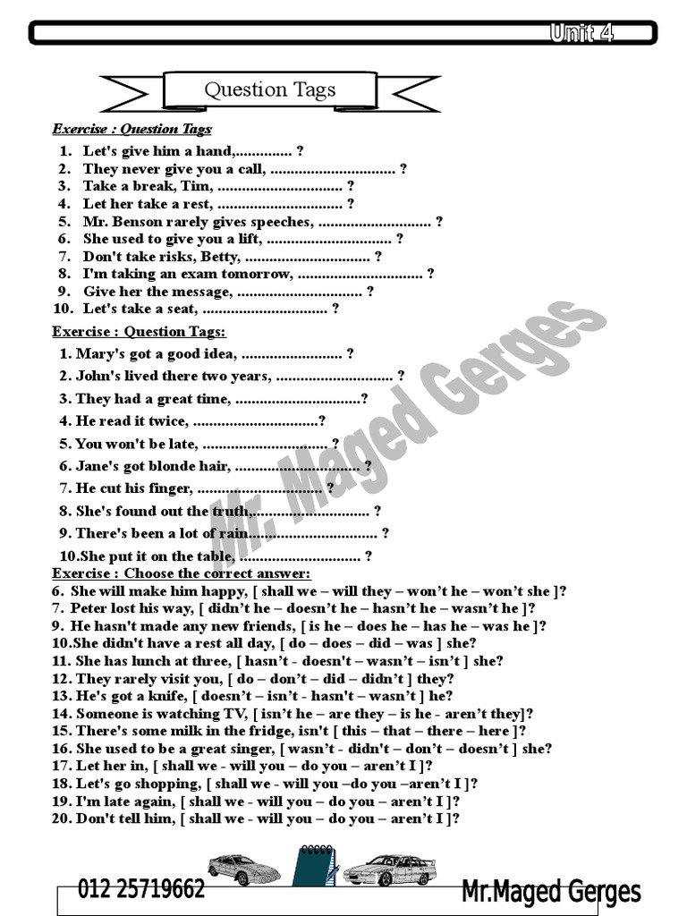 Exercise: Question Tags | PDF