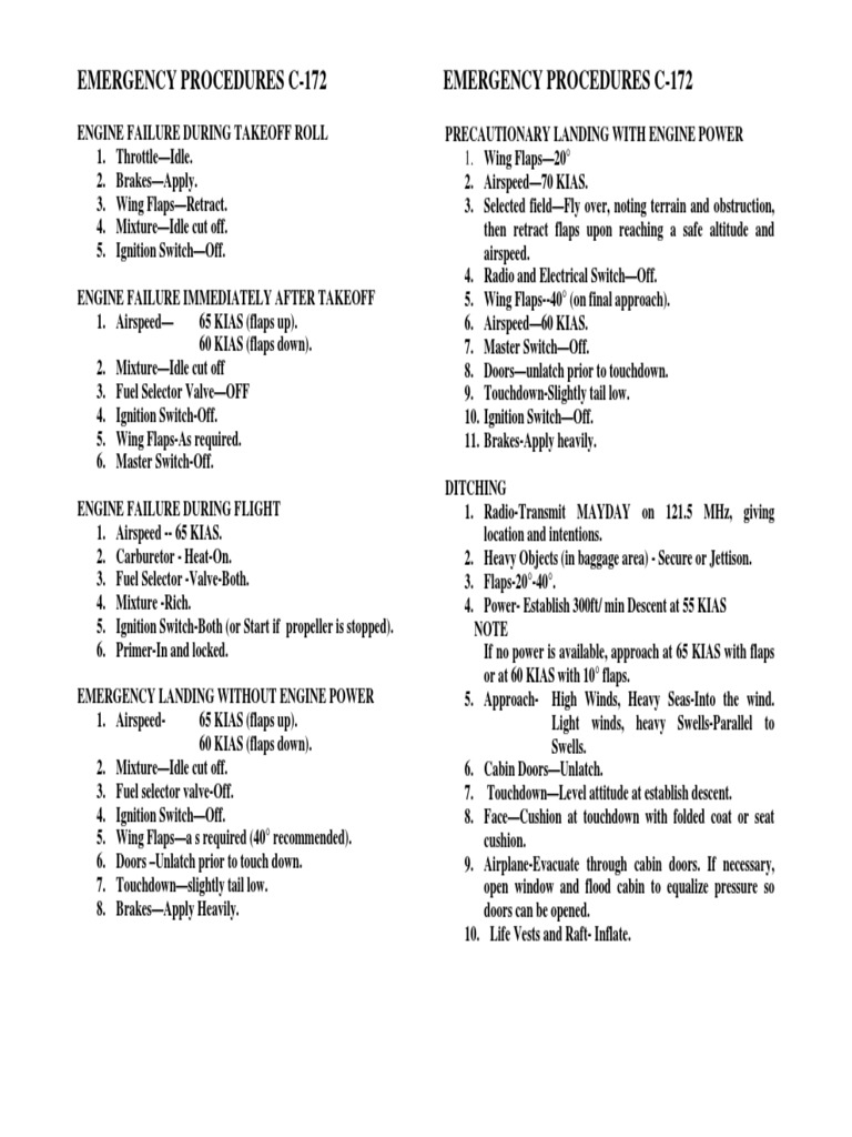 C172 Emergency Procedures Pdf Carburetor Flap Aeronautics