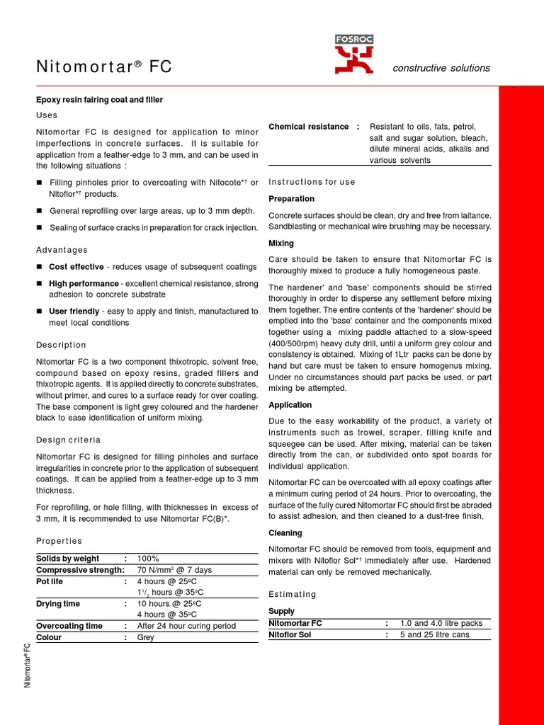 Nitomortar FC | Epoxy | Concrete