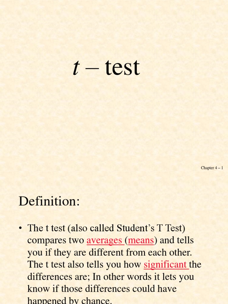 t-test Explained | PDF | Student's T Test | Mean