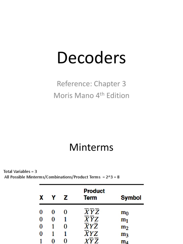 Decoders: Reference: Chapter 3 Moris Mano 4 Edition | PDF | Logic Gate ...