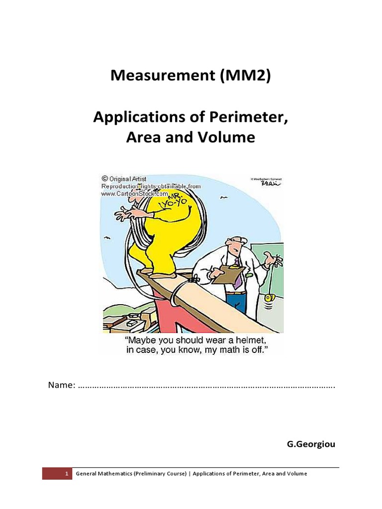 Measurement (MM2) Applications of Perimeter, Area and Volume | PDF ...