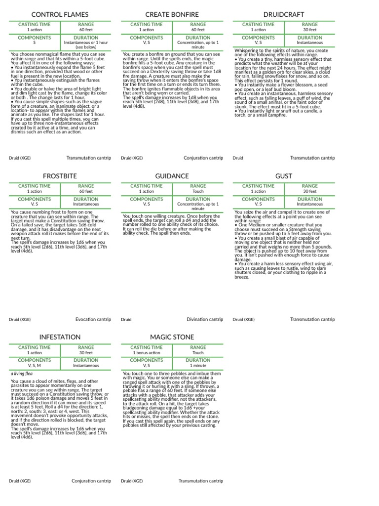 Druid All Spells | PDF | Nature