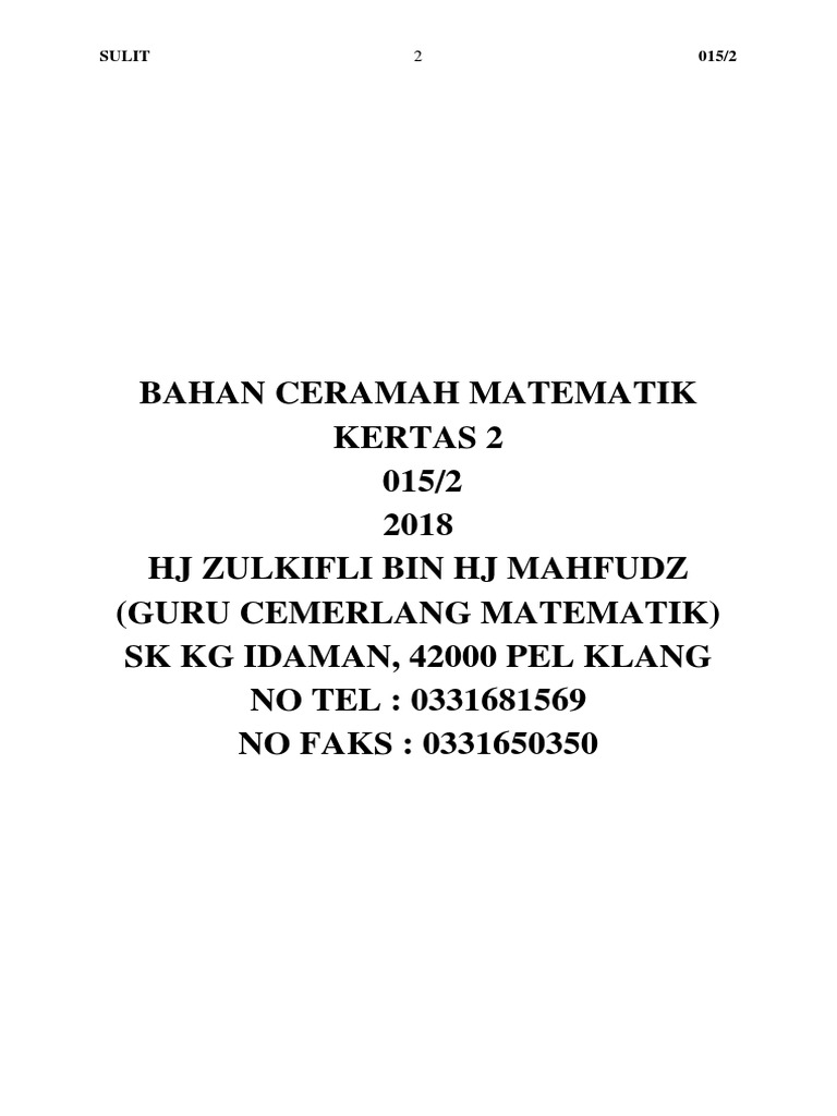 Kertas 2 - Set 1 | PDF