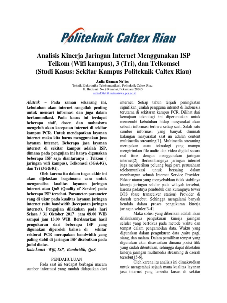 Analisis Kinerja Jaringan Internet Menggunakan ISP Telkom | PDF ...