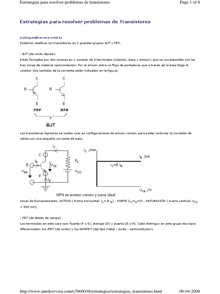 Estrategia para Resolver Problemas de Transistores | PDF | Transistor ...