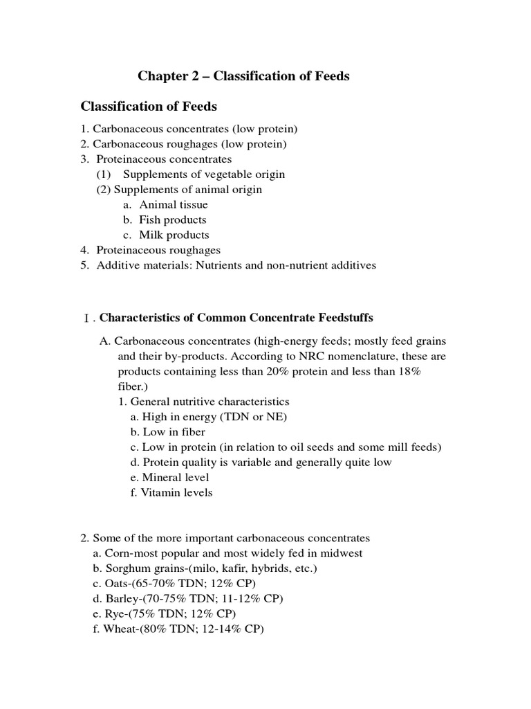 Chapter 2 - Classification of Feeds Classification of Feeds ...