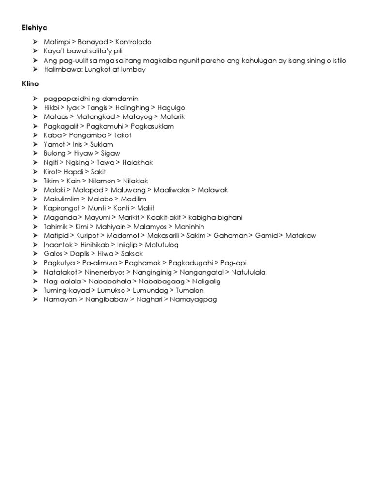 Elehiya at Klino | PDF