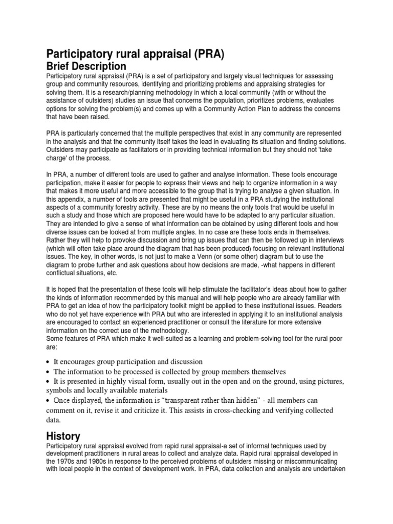 Participatory Rural Appraisal | PDF | Community | Performance Appraisal