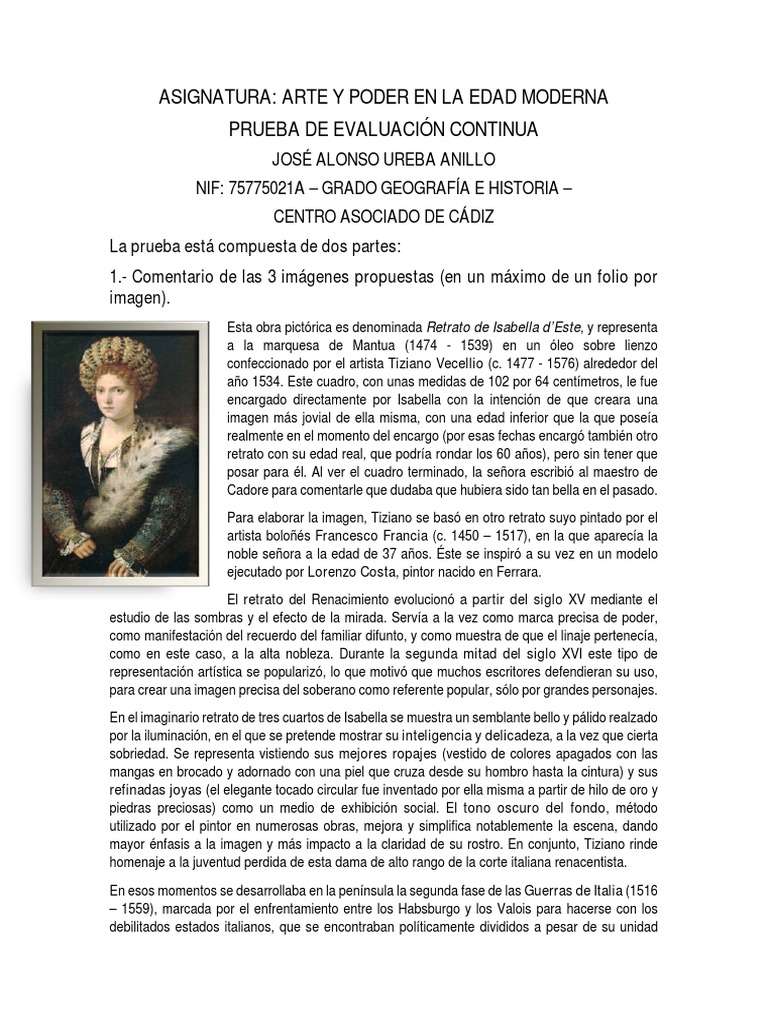 PEC Arte y Poder | PDF | Renacimiento | Pintura de retrato