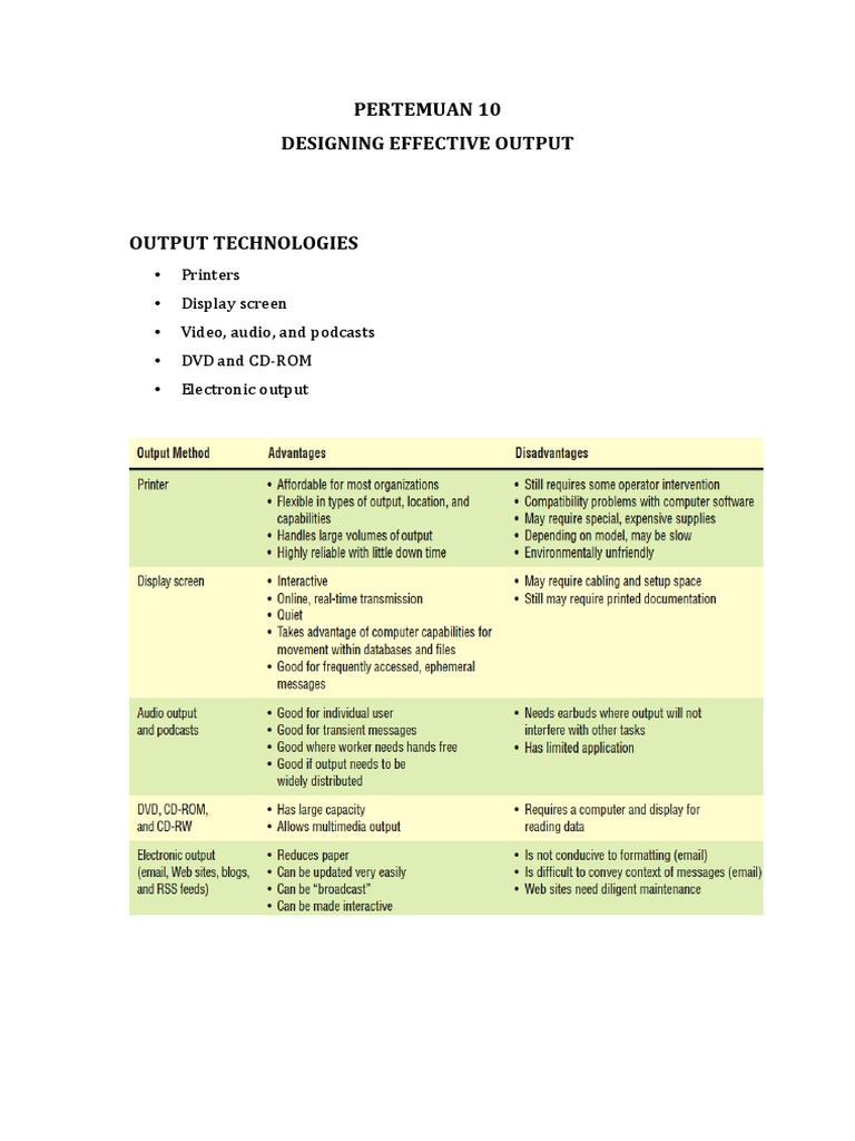 Pertemuan 10 Designing Effective Output | PDF