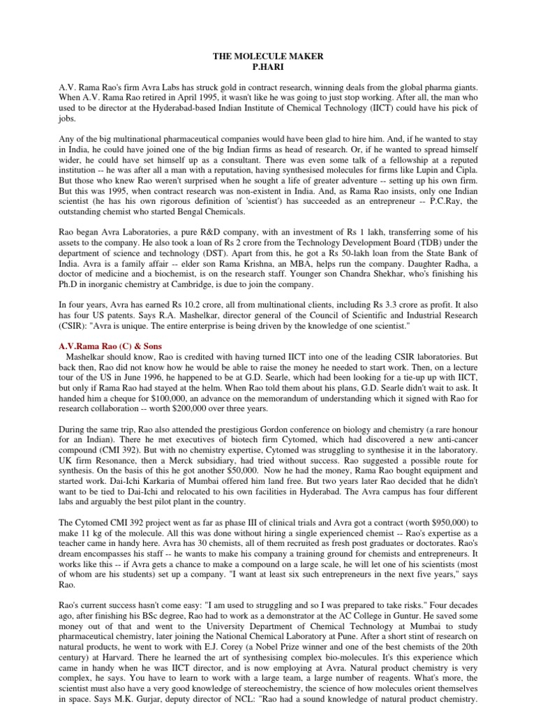 Avra Labs: Pioneering Contract Research | PDF | Organic Synthesis ...