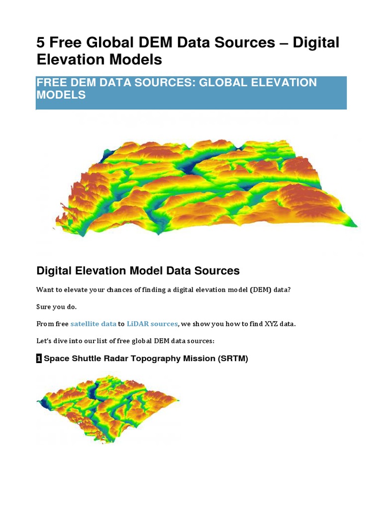5 Free Global DEM Data Sources | PDF | Scientific Observation | Geography