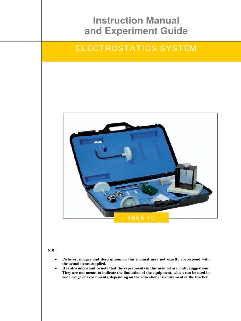 Instruction Manual and Experiment Guide: Electrostatics System | PDF | Electric Charge ...