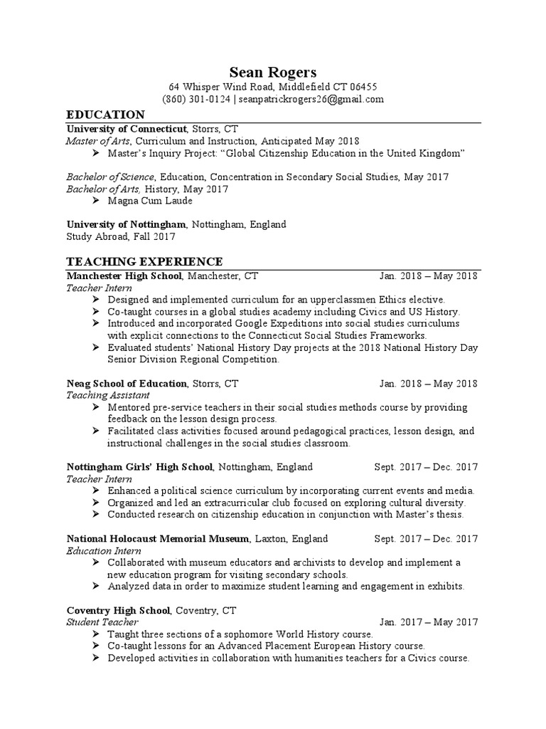Rogers Resume | PDF | Individualized Education Program | Teachers