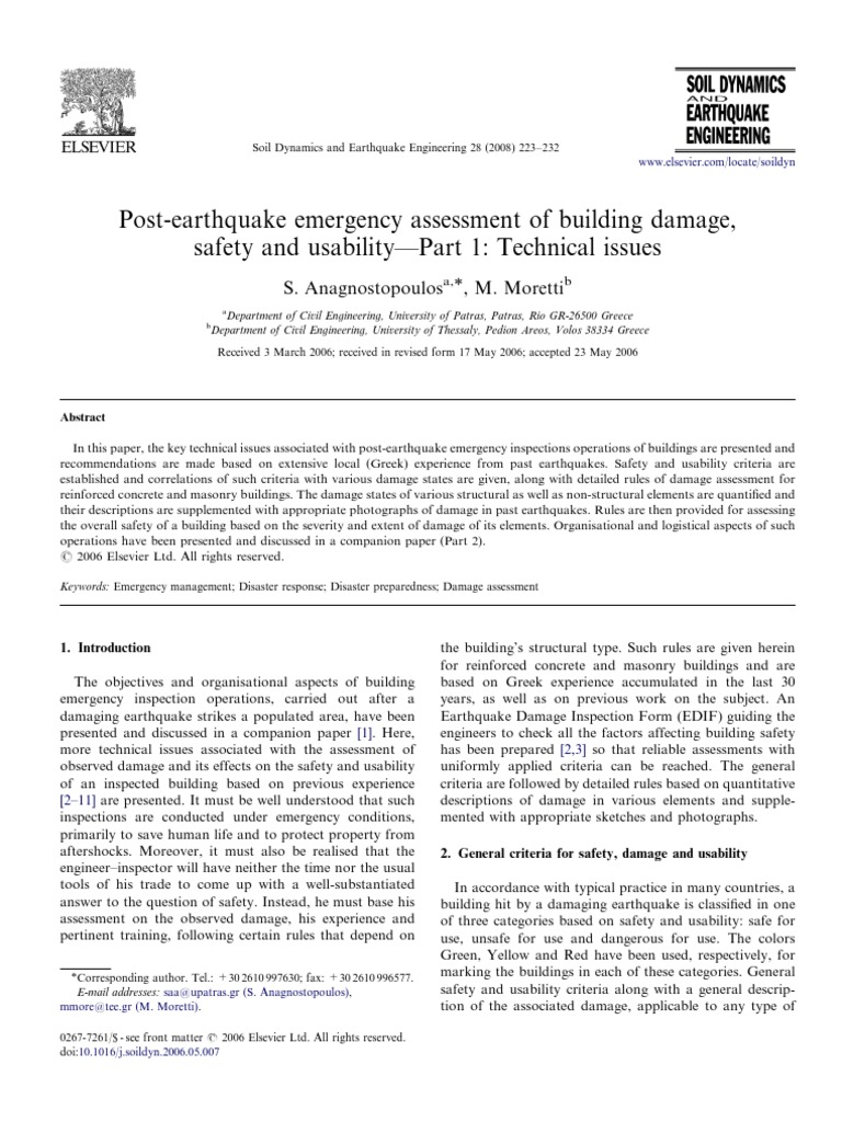 Post-Earthquake Building Damage Assessment | PDF