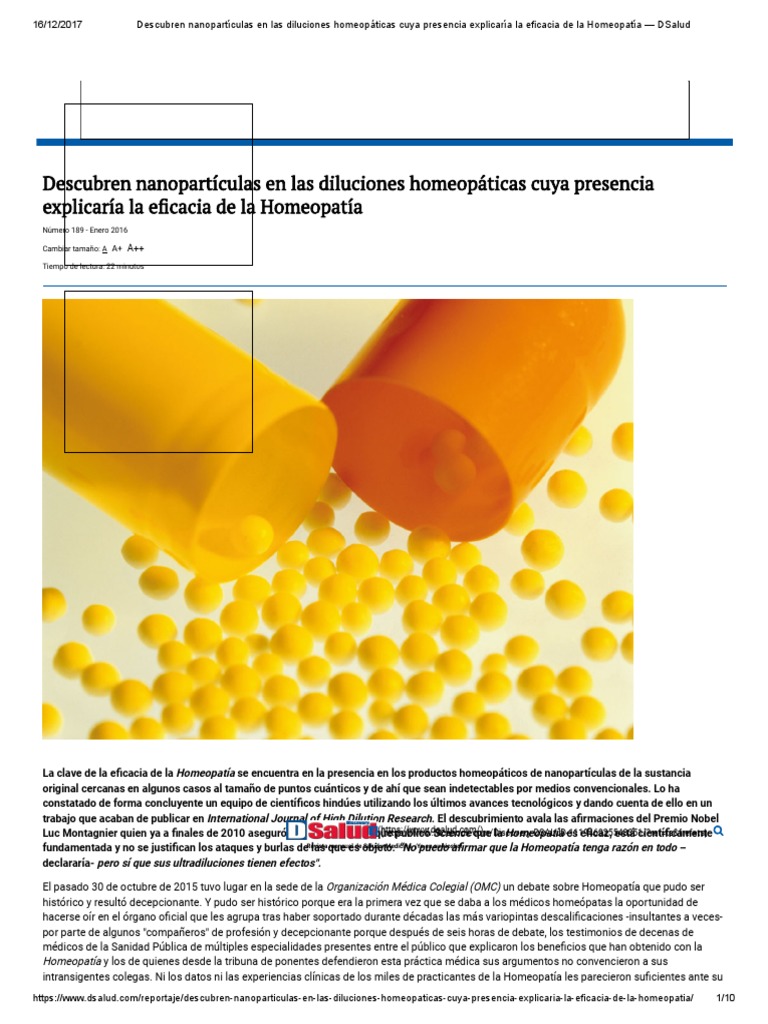 Descubren Nanopartículas en Las Diluciones Homeopáticas Cuya Presencia ...
