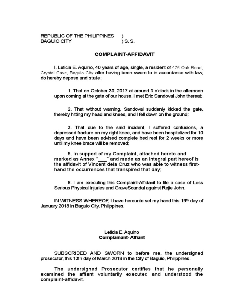 Complaint-Affidavit and Information | PDF | Prosecutor | Assault