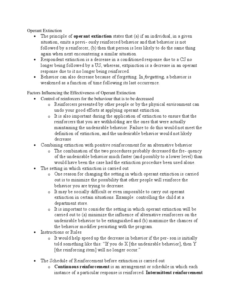 Operant Extinction and Shaping | PDF | Reinforcement | Behavior