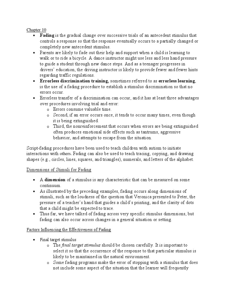Fading and Chaining in Behavior Modification | PDF | Reinforcement ...