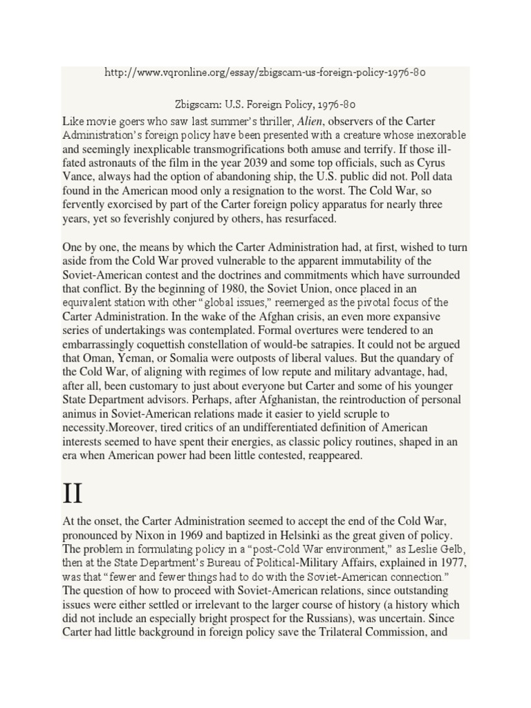 U.S. Foreign Policy Under Carter (1976-80) | PDF | Zbigniew Brzezinski ...