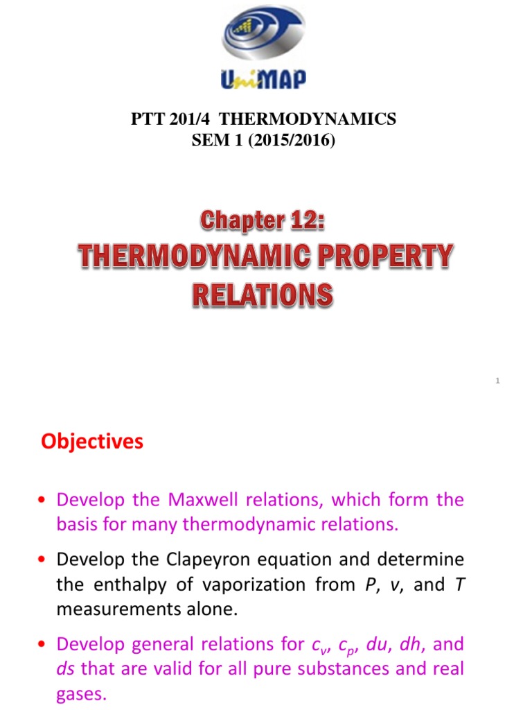 Chapter 12 - Thermodynamic Property Relations | PDF | Enthalpy | Gases