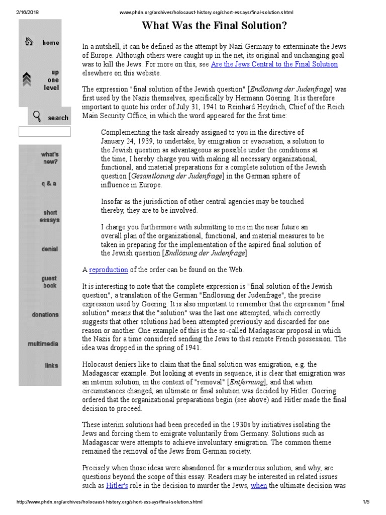 What Was The Final Solution | PDF | Final Solution | Nazi Germany