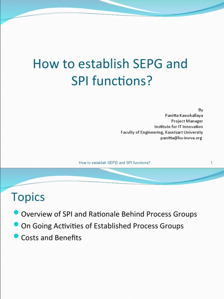 How to establish SEPG and SPI functions for software process improvement | PDF | Business ...