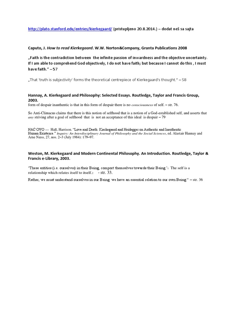 Kierkegaard's views on faith, subjectivity and despair | PDF