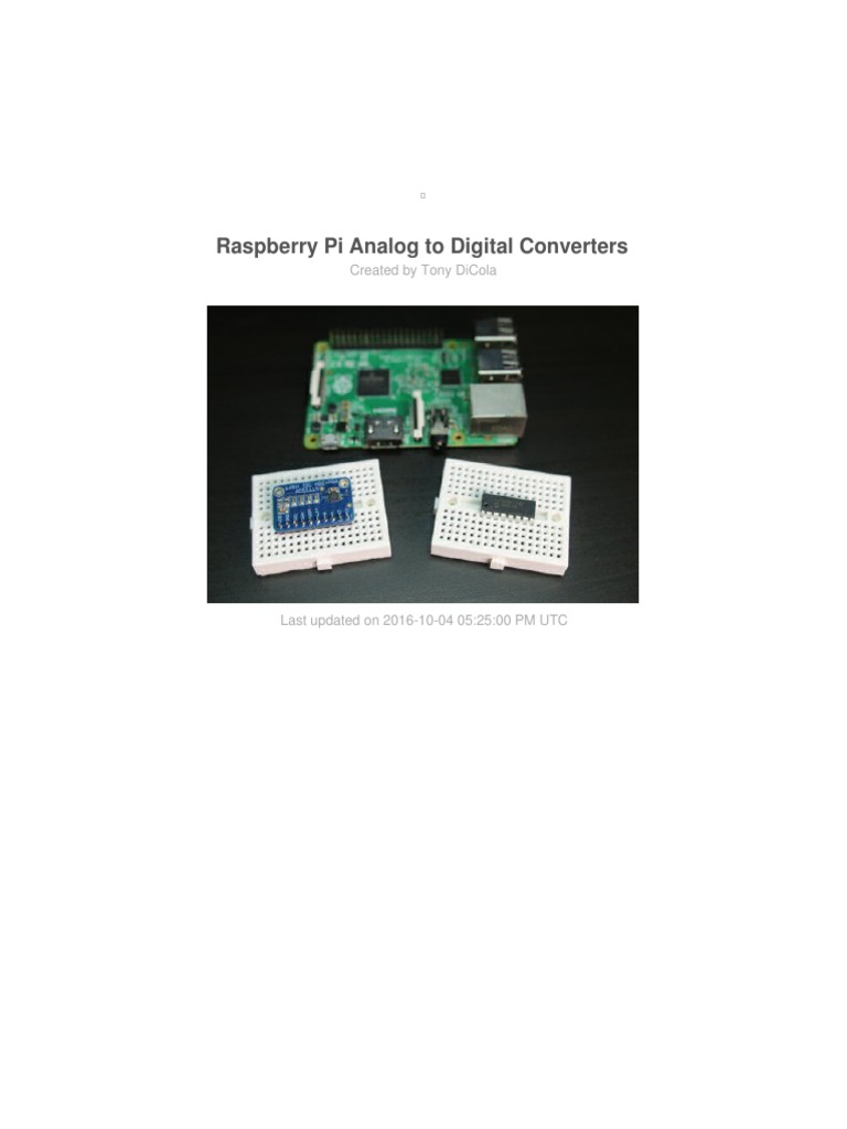 Raspberry Pi Analog To Digital Converters | PDF | Analog To Digital Converter | Analogue Electronics