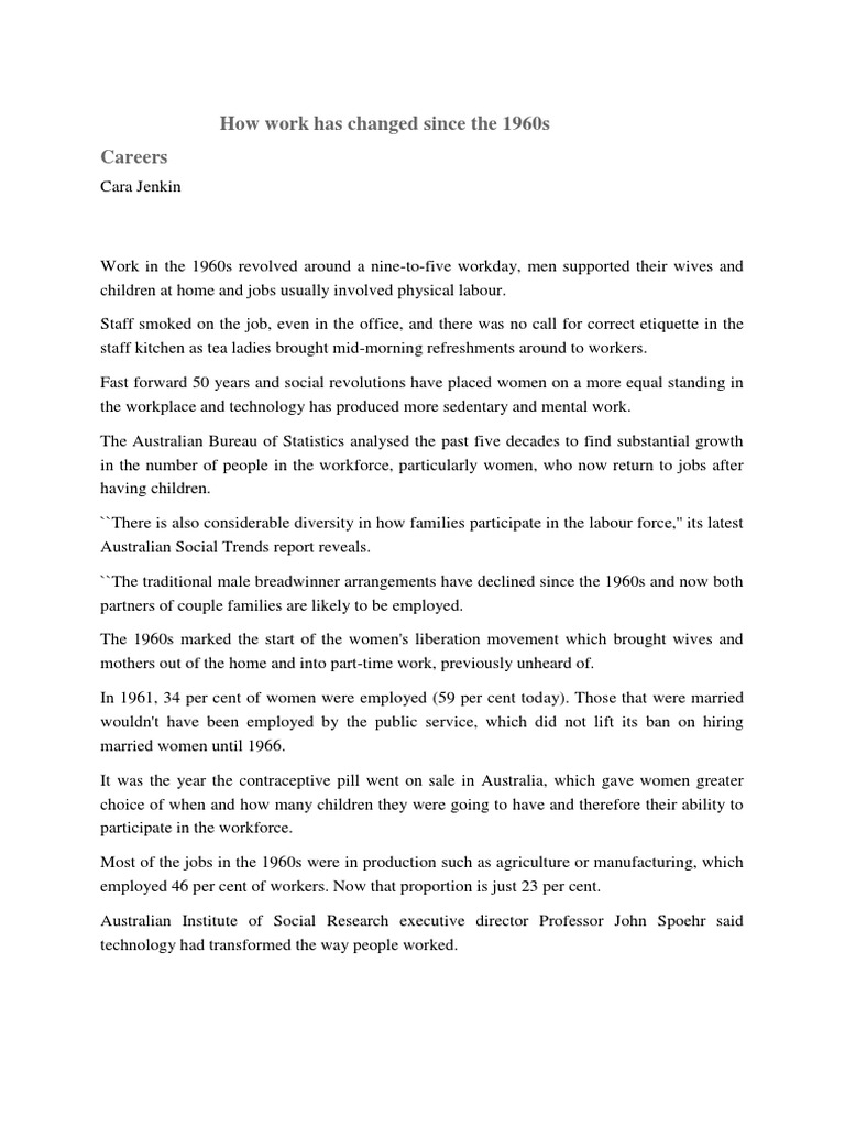 Evolution of Work Since the 1960s | PDF | Workforce | Vocational Education