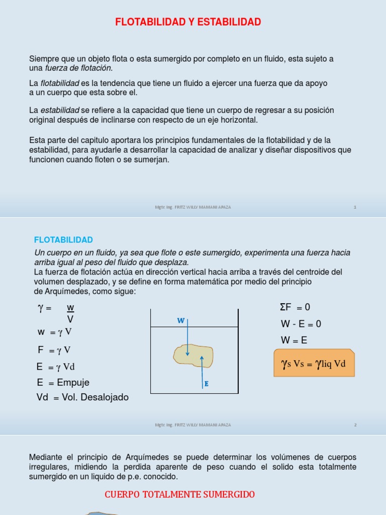 Flotabilidad y Estabilidad | PDF | Dinámica (Mecánica) | Ingeniería ...
