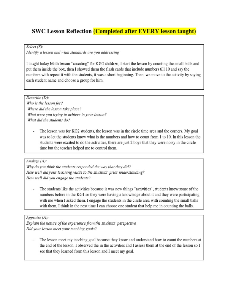 reflection after lesson 5 | Teachers | Teaching
