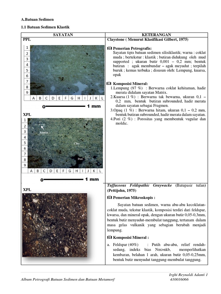 Album Sayatan Tipis Batuan Sedimen Dan Batuan Metamorf | PDF